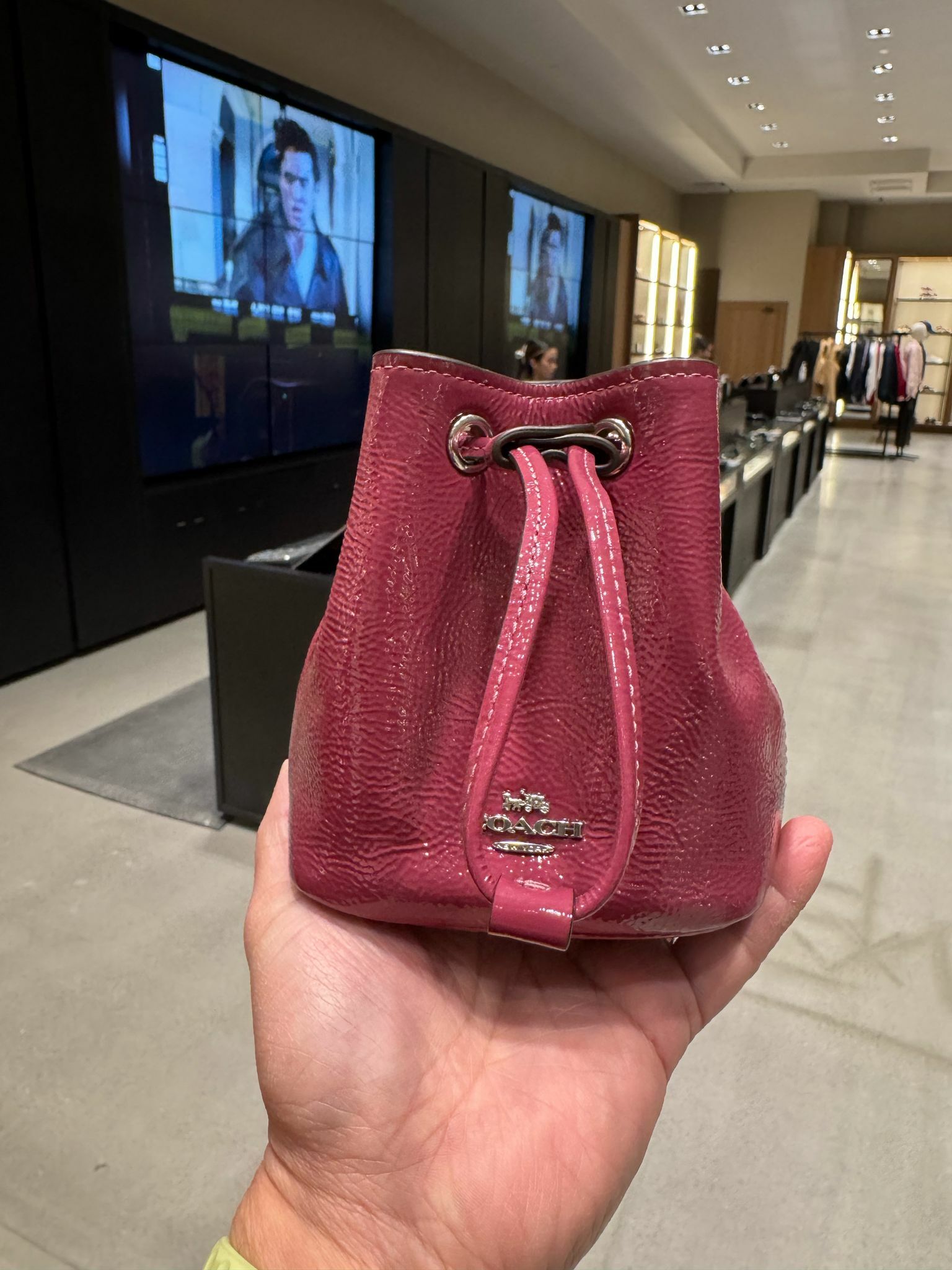 Coach Drawstring Wristlet Red Pink
