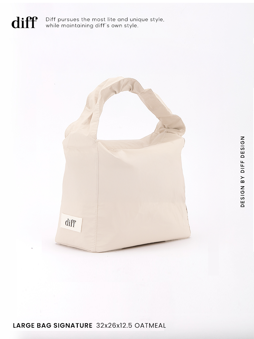 【Diff Large Signature Bag】韓國燕麥色大容量肩背包，環保輕盈托特包