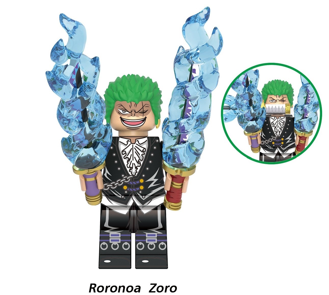 One Piece Roronoa Zoro Minifigs fit Lego XH2074 One Piece Roronoa Zoro Minifigs fit Lego XH2074