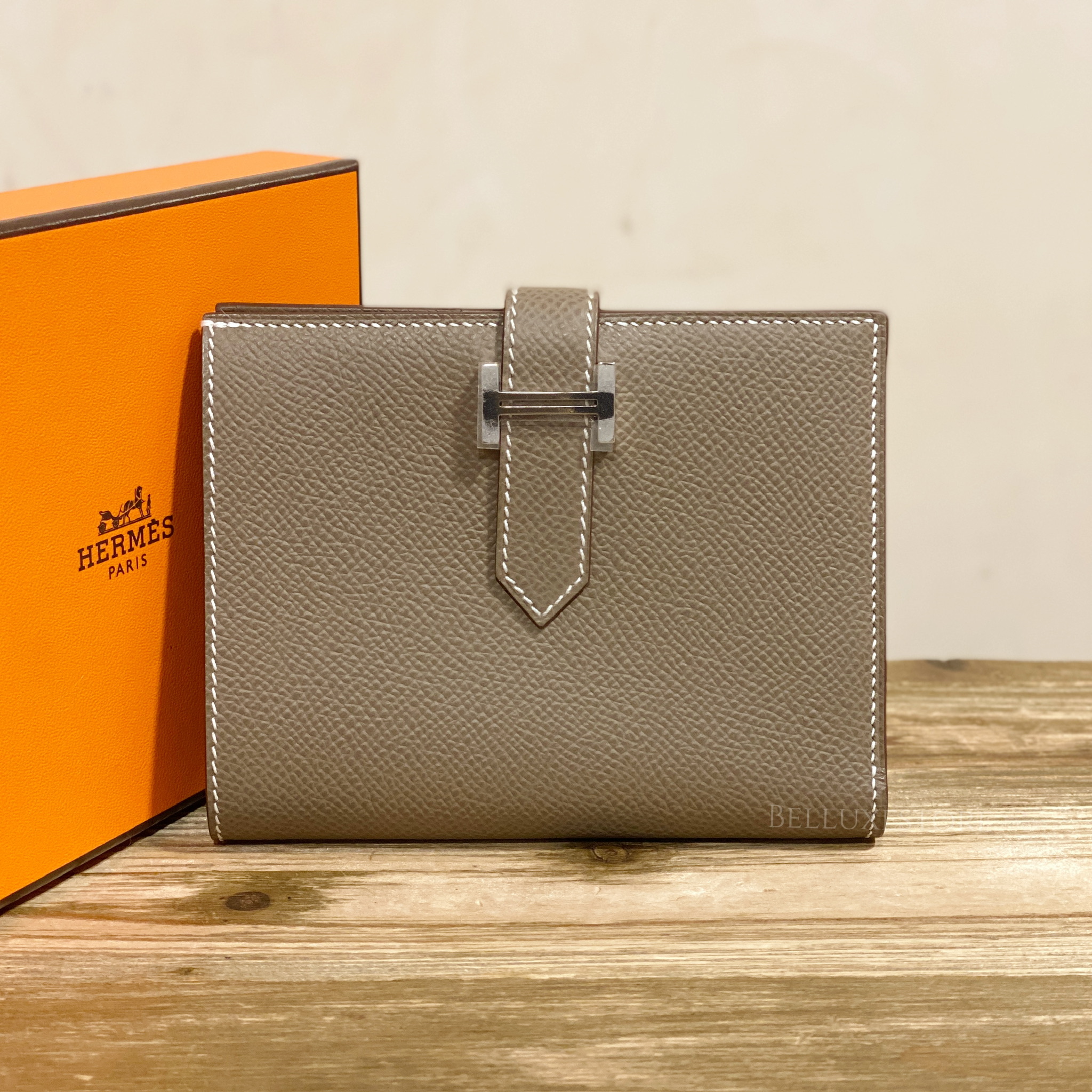 [Brand new] Hermes bearn short waller epsom stamp W ...