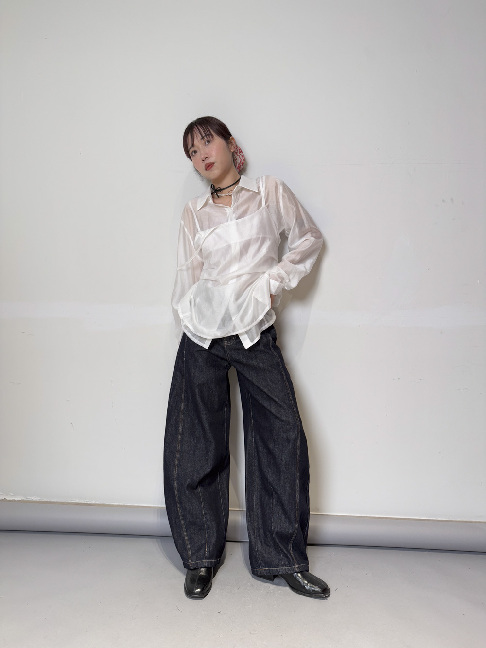 see through iris set ~ shirt & vest (WHITE)