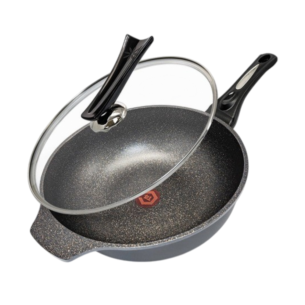 【義大利CUOCO】T4-GOLD 鈦晶岩感溫不沾大寶鍋34cm(附蓋)