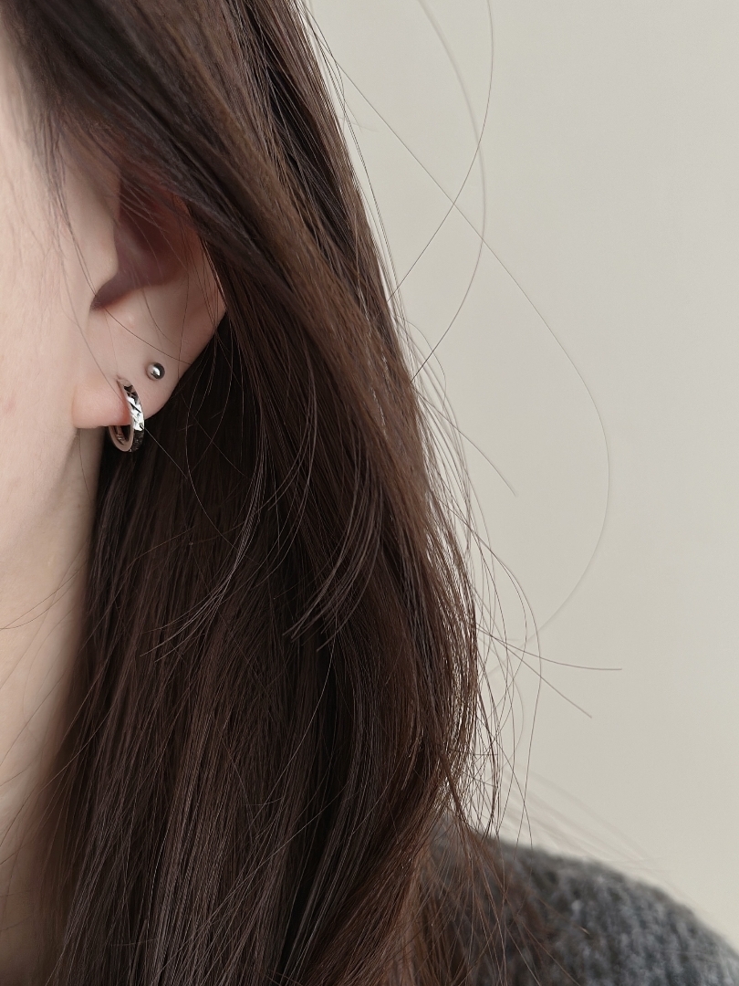 S925 argyle cut hoop pierce | none tw