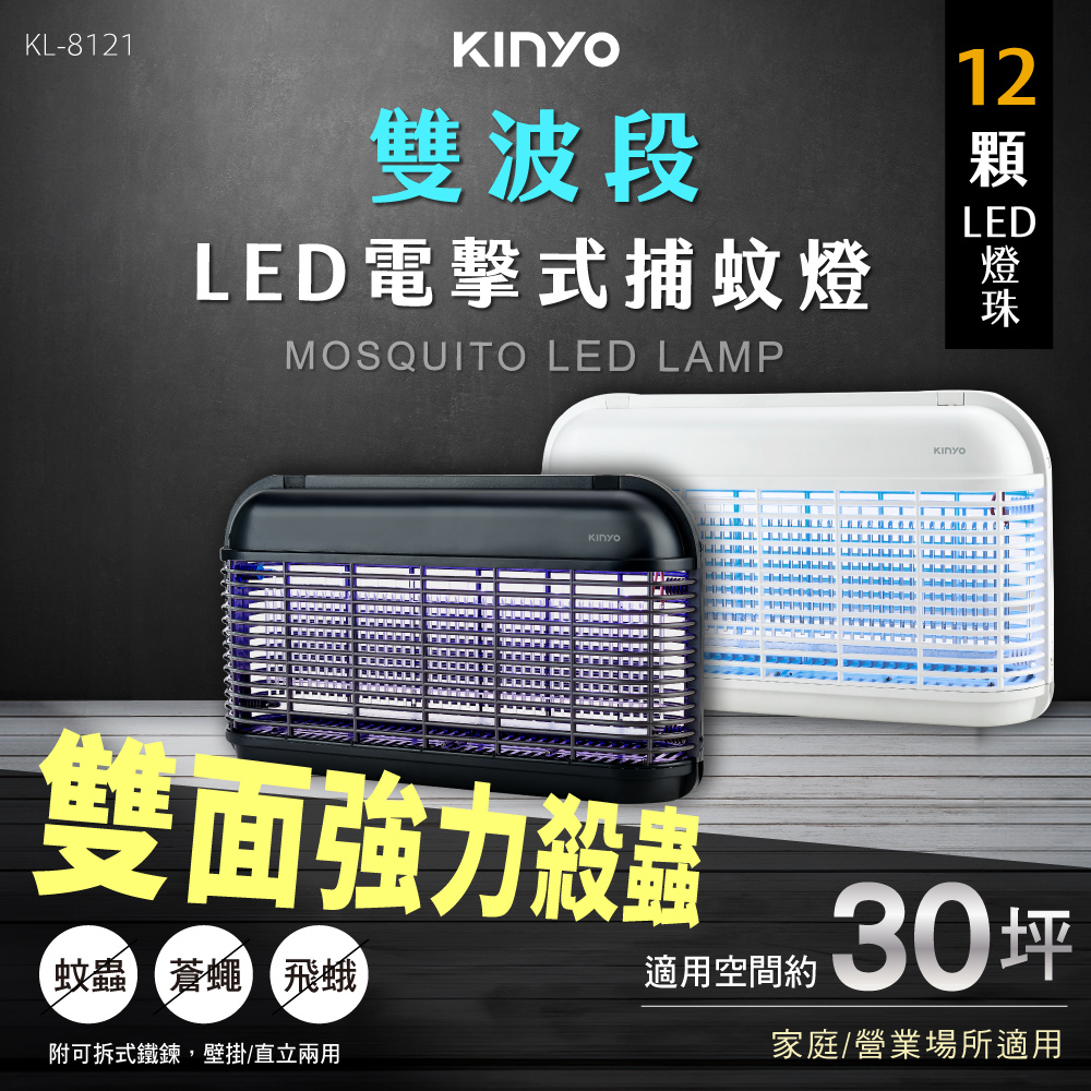 【KINYO】 12顆LED電擊式捕蚊燈 (KL-8121)