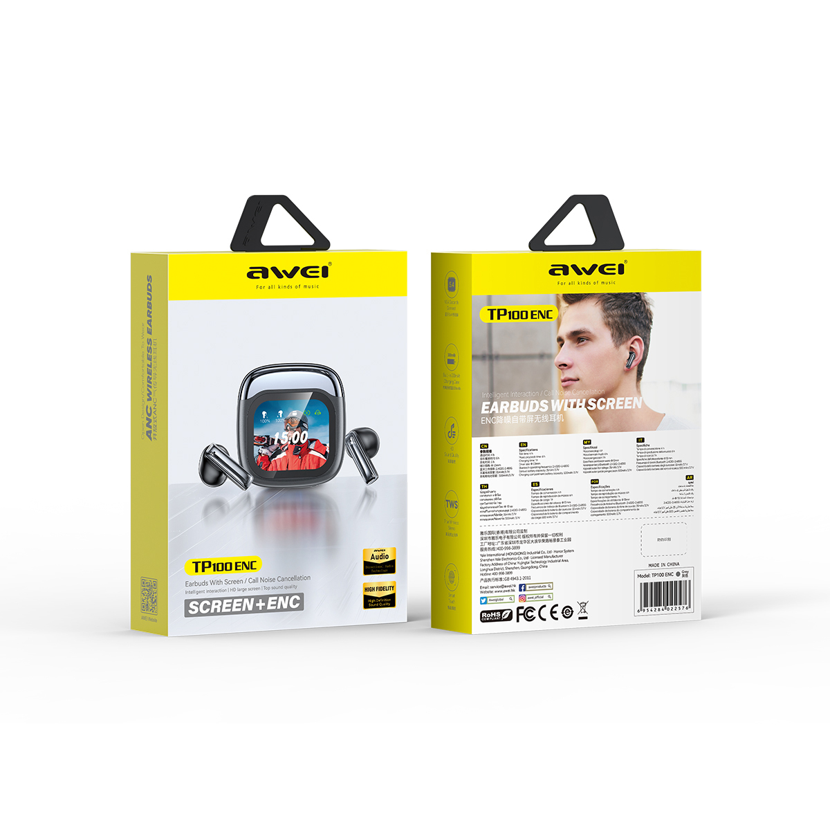 AWEI TP100 LED觸控螢幕無線藍牙耳機