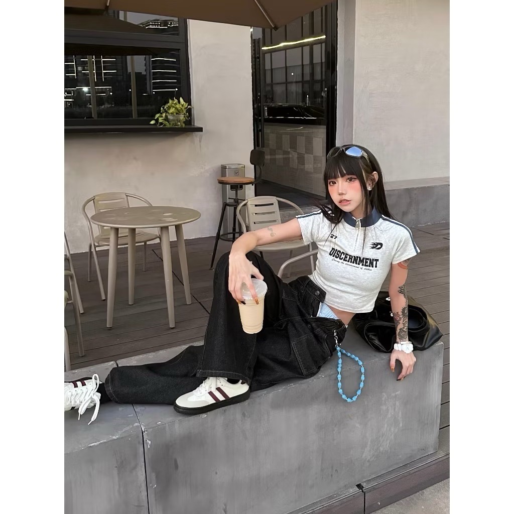 (GOAL) DCM POLO 拉鍊 美式 復古 短版短T