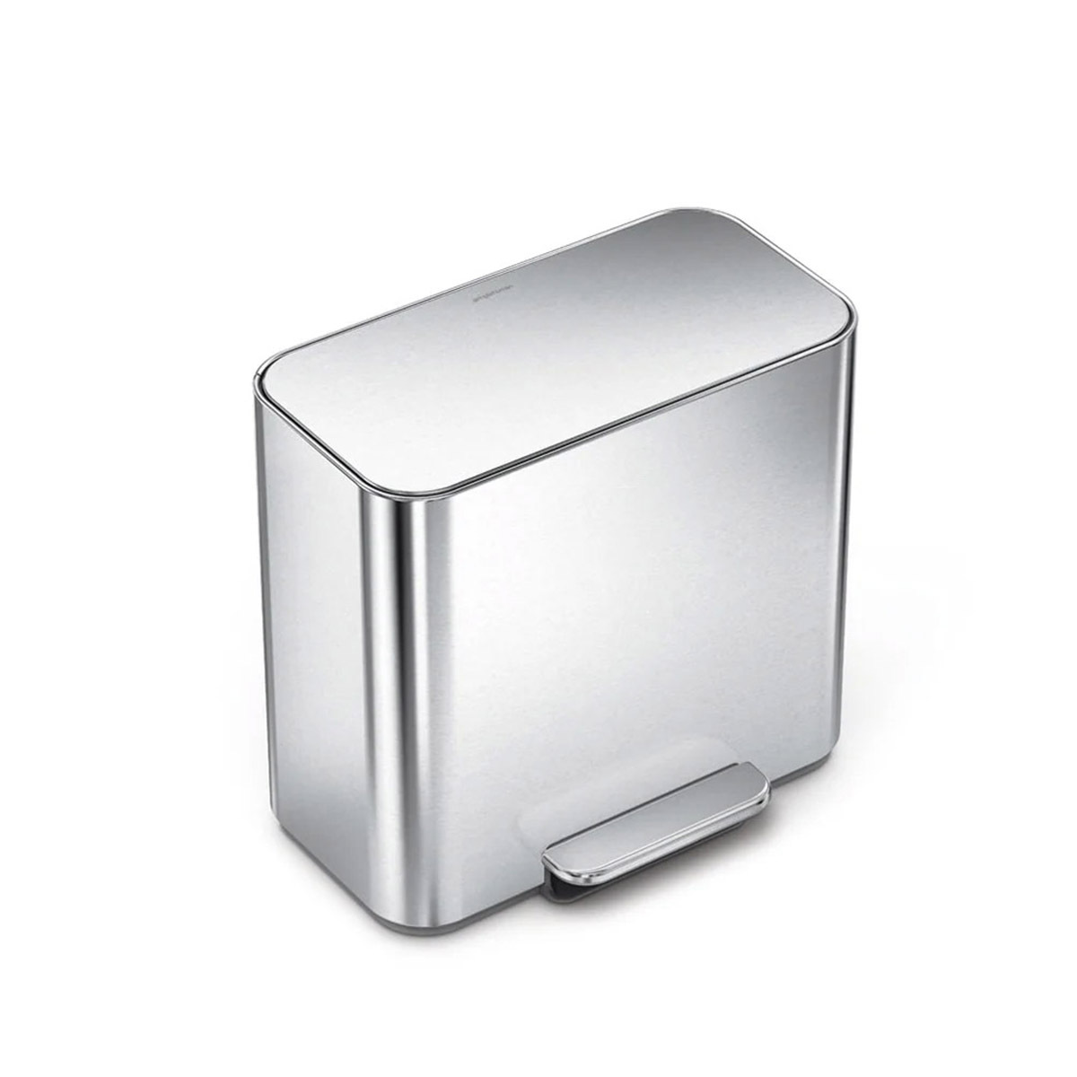 美國品牌SIMPLEHUMAN 15L 雙隔間迷你腳踏垃圾桶 -拉絲銀 -CW2120