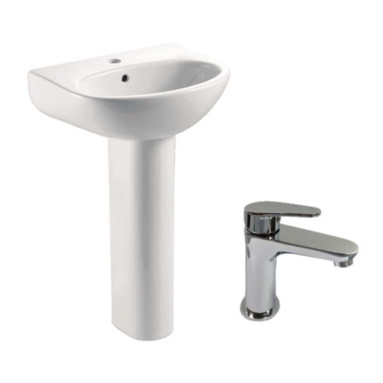 H&H L242洗面盆+立柱 加 FJL-01Melville水龍頭