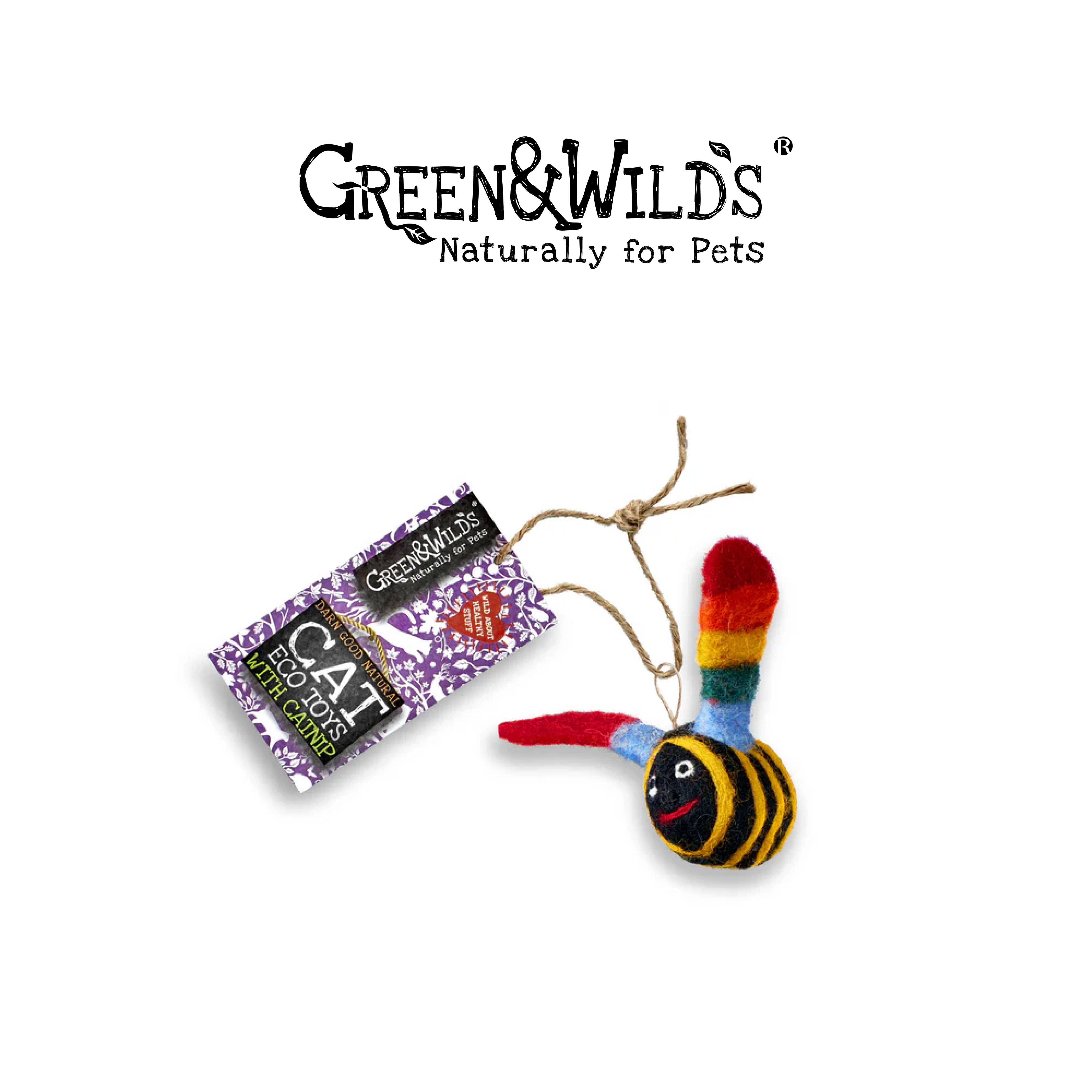 英國GREEN & WILDS – 天然羊毛氈貓薄荷貓咪玩具-小蜜蜂款
