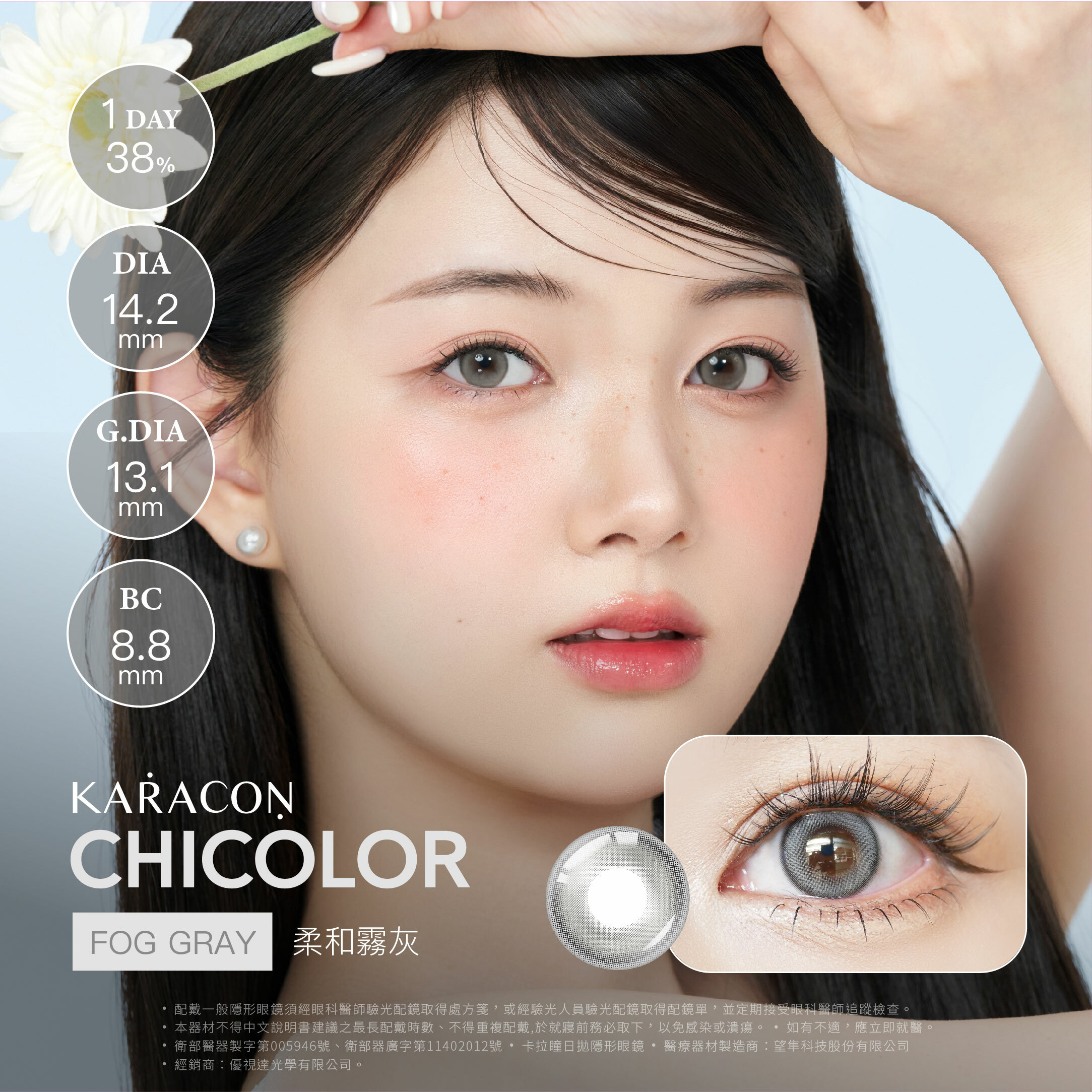 KARACON CHICOLOR 38% 日拋 #05 柔和灰 10片裝/盒