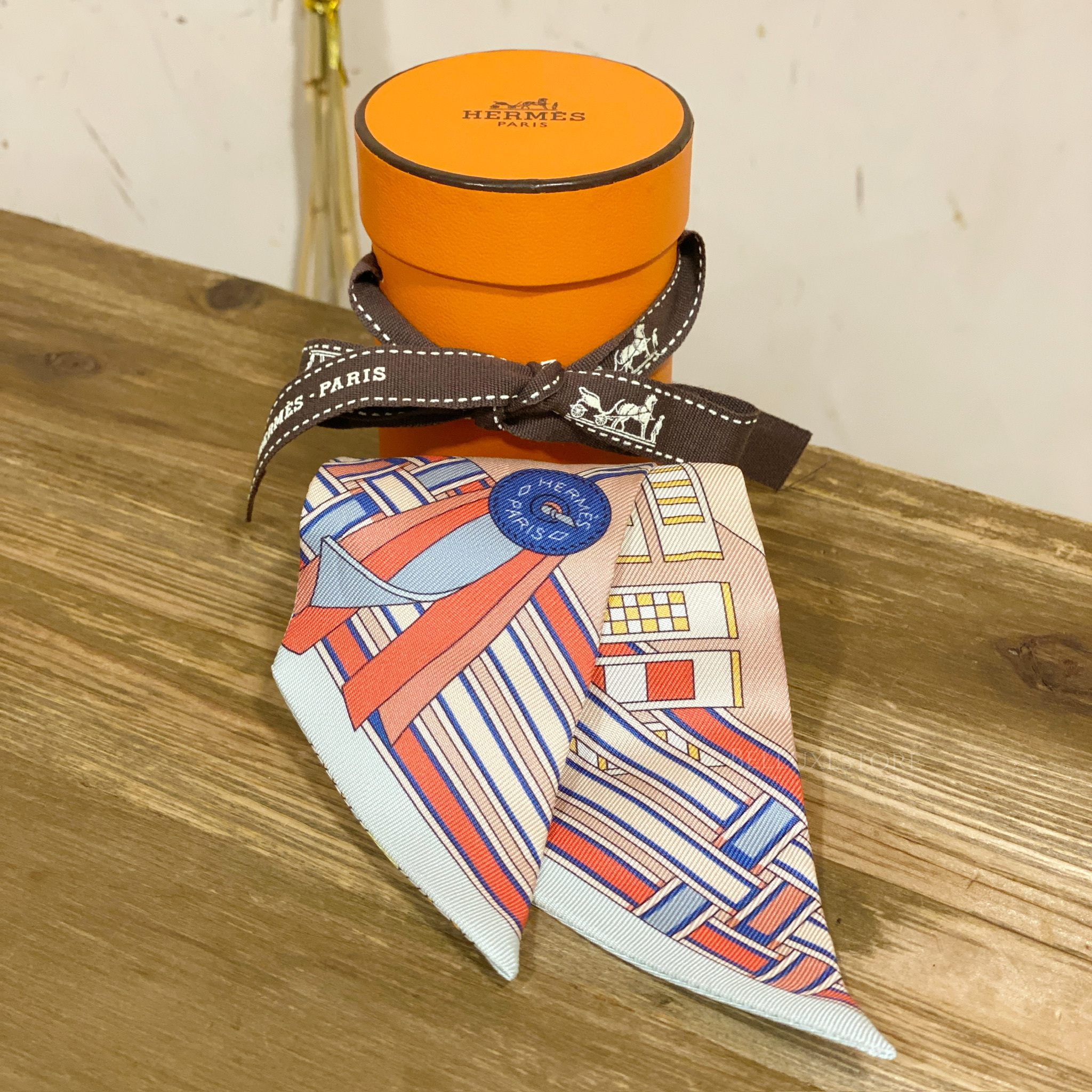 [Pre-owned] Hermes twilly rose poudre/ glacier