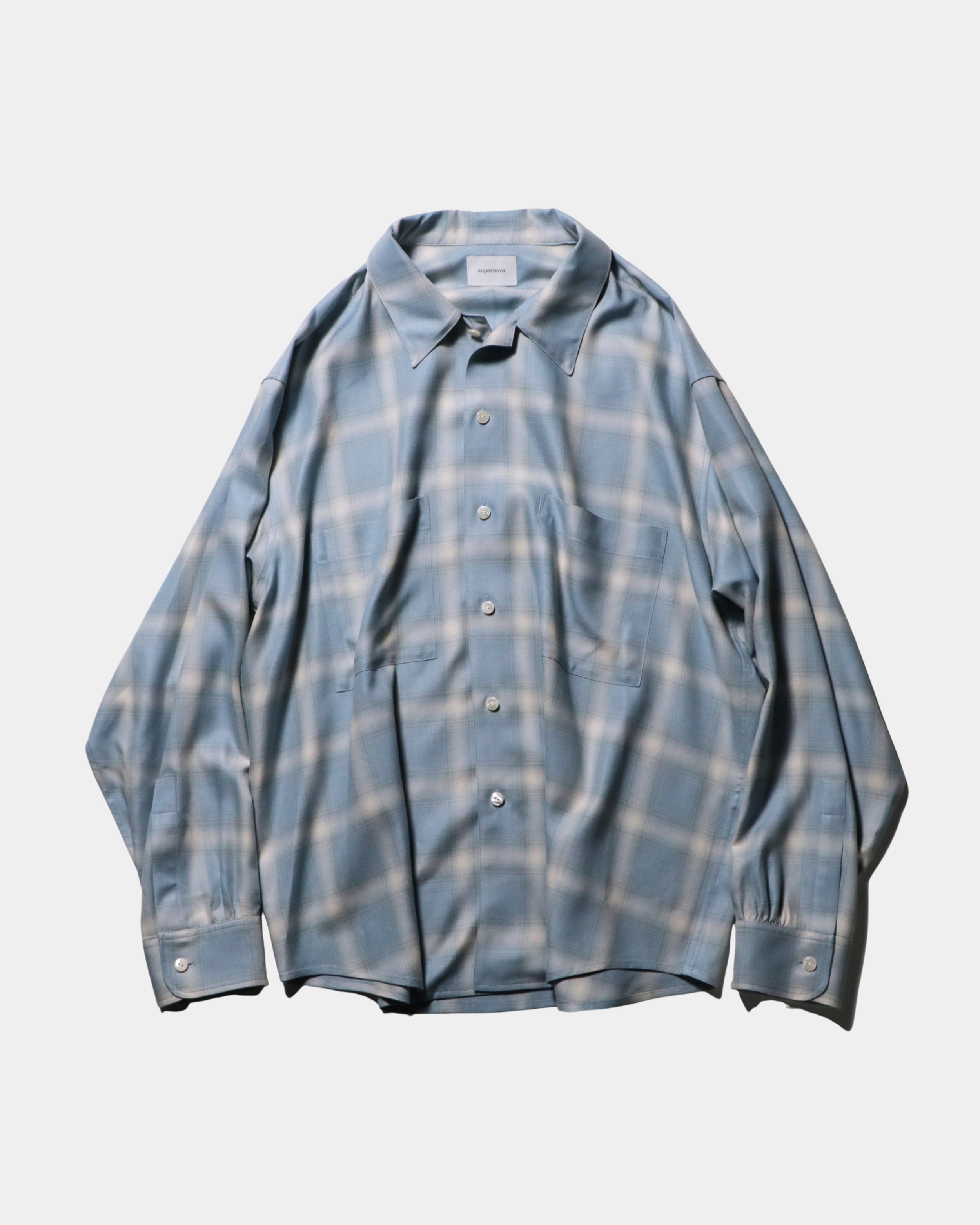 superNova. - Split yoke big shirt - Ombre check / 2COLO