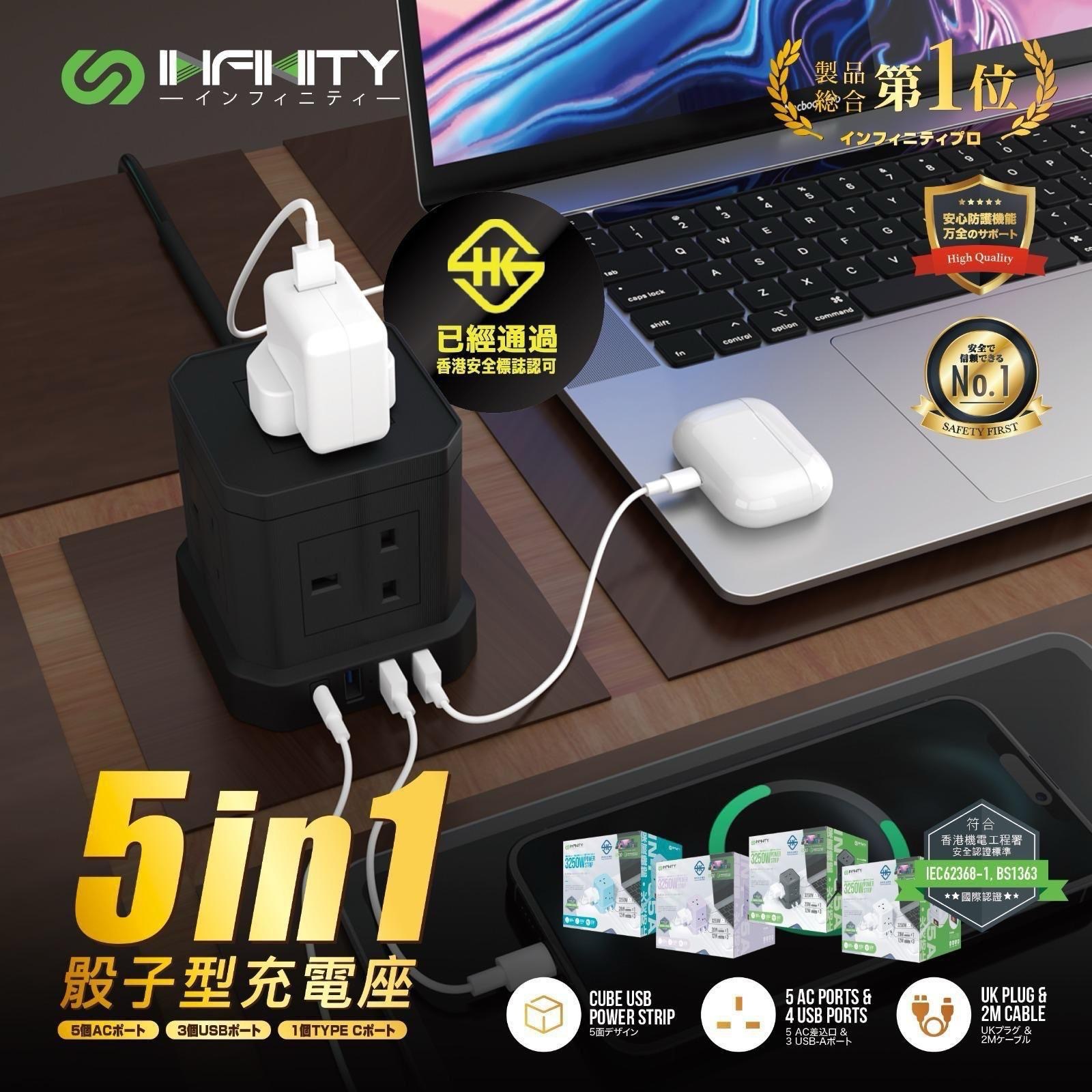 INFINITY PC5A【PD20W 3A1C 5位直立拖板！】
