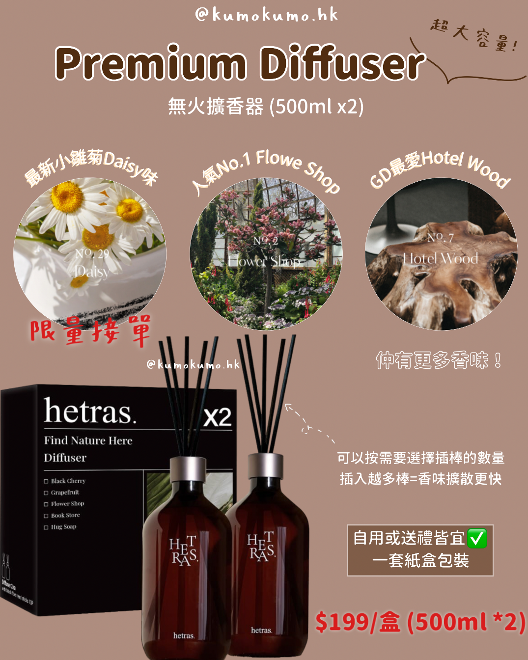 Hetras Premium Diffuser 高雅擴香器【500ml x 2】