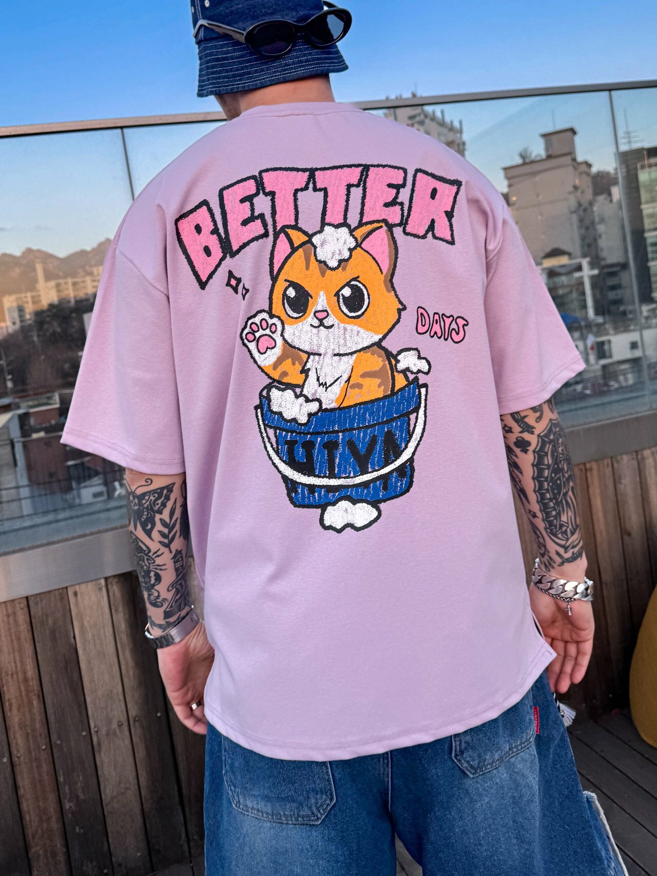 韓國直送 PLUS 82 HIYA Crayon Bubble Cat Short Sleeve