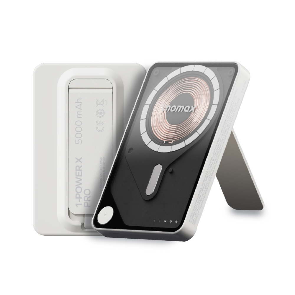 Momax 1-Power X Pro 5000mAh 磁吸內建USB-C線行動電源-附支架