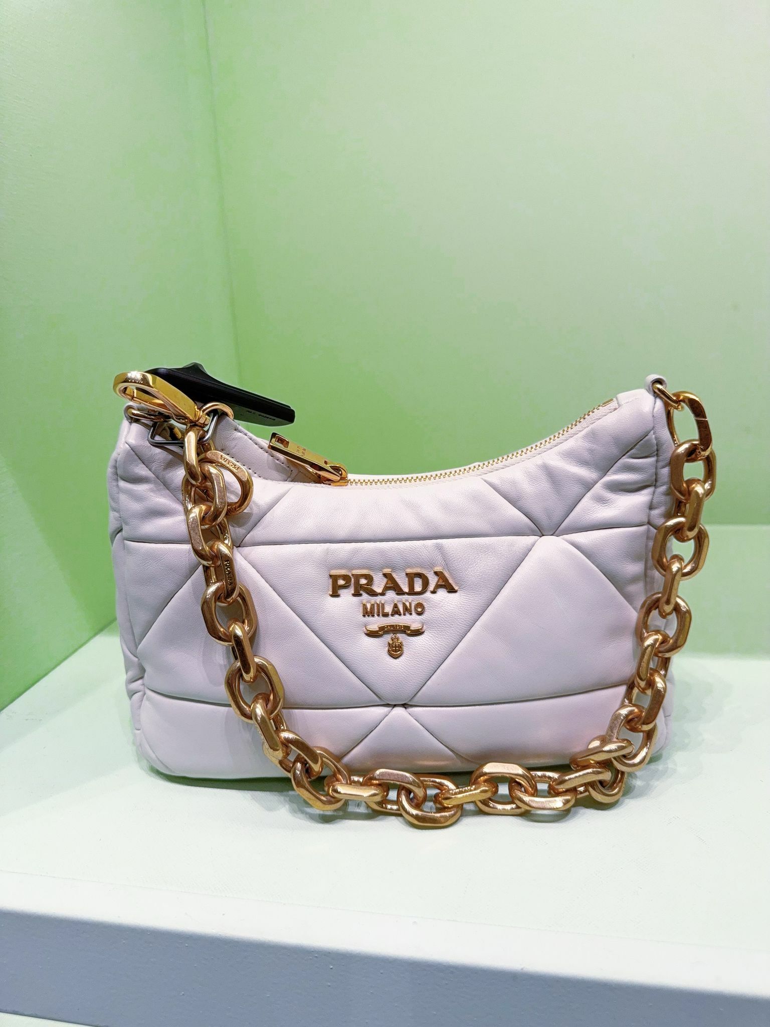 Prada System Nappa Patchwork Shoulder Bag White