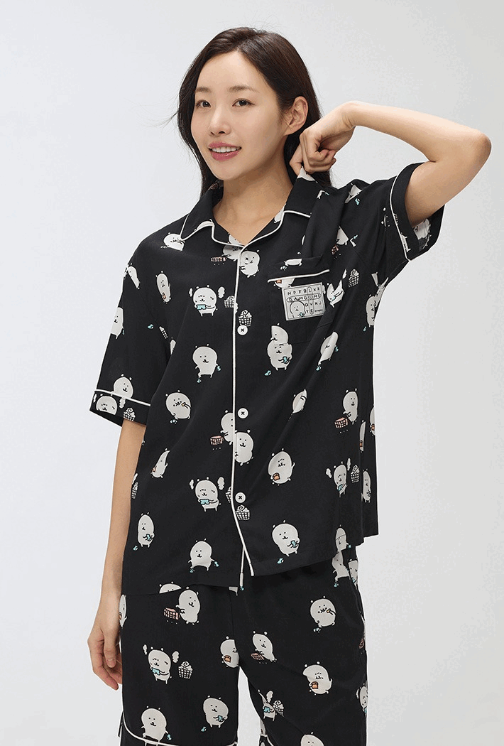 Damgome！SPAO 短袖睡衣 黑色