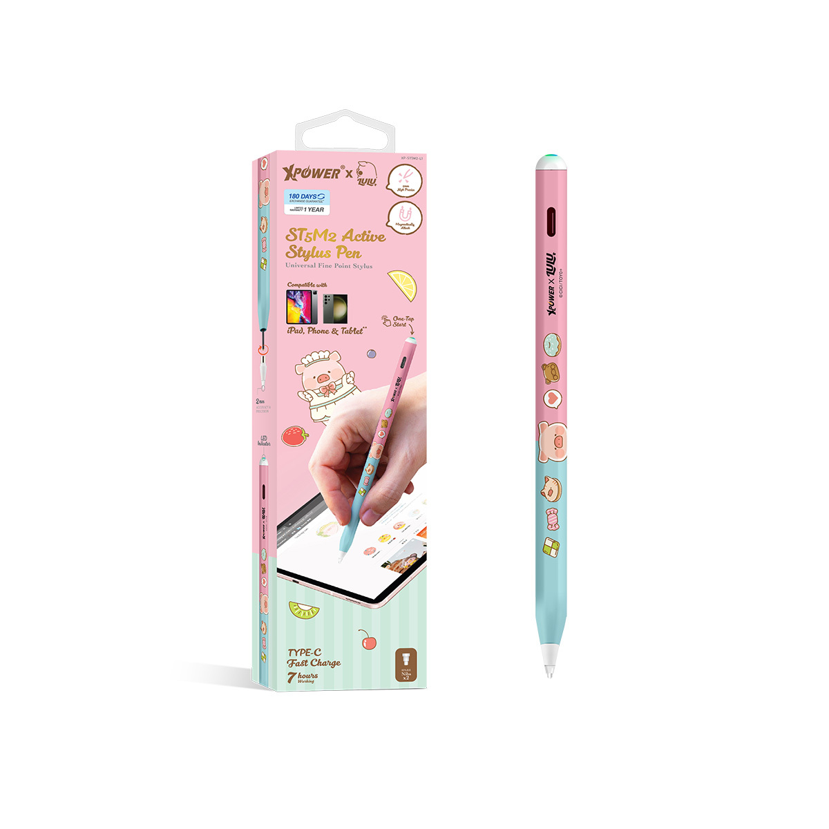 XPower x Lulu the piggy🐷ST5M2 2In1 Active Stylus Pen