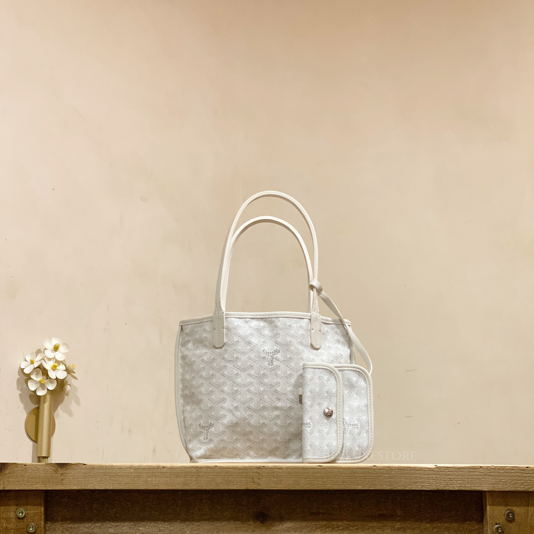 [Pre-owned] Goyard mini tote white