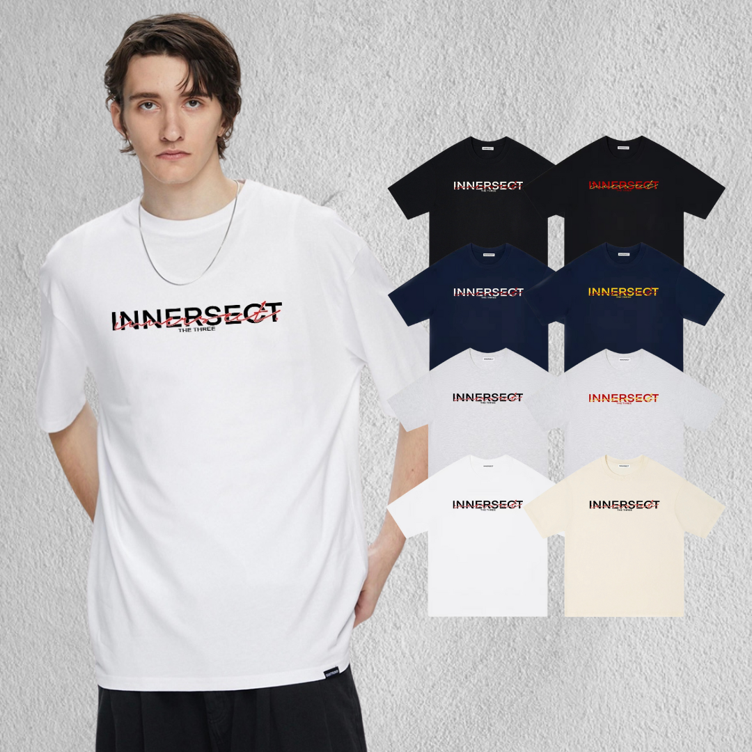 INNERSECT 美式街頭塗鴉LOGO 重磅落肩圓領短袖T恤 男女同款 INA25SSTTEZ041