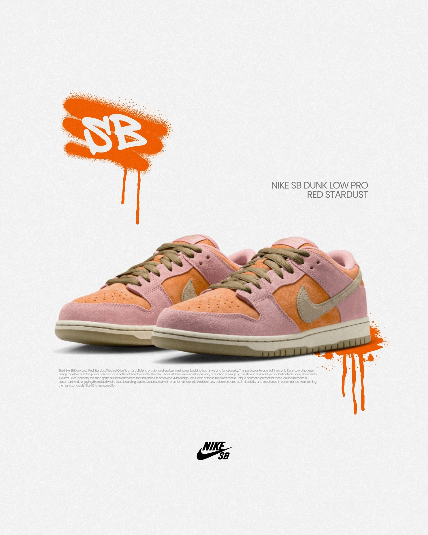 【逢甲 FUZZY】Nike SB Dunk Low 麂皮 粉橘 HJ4135-600