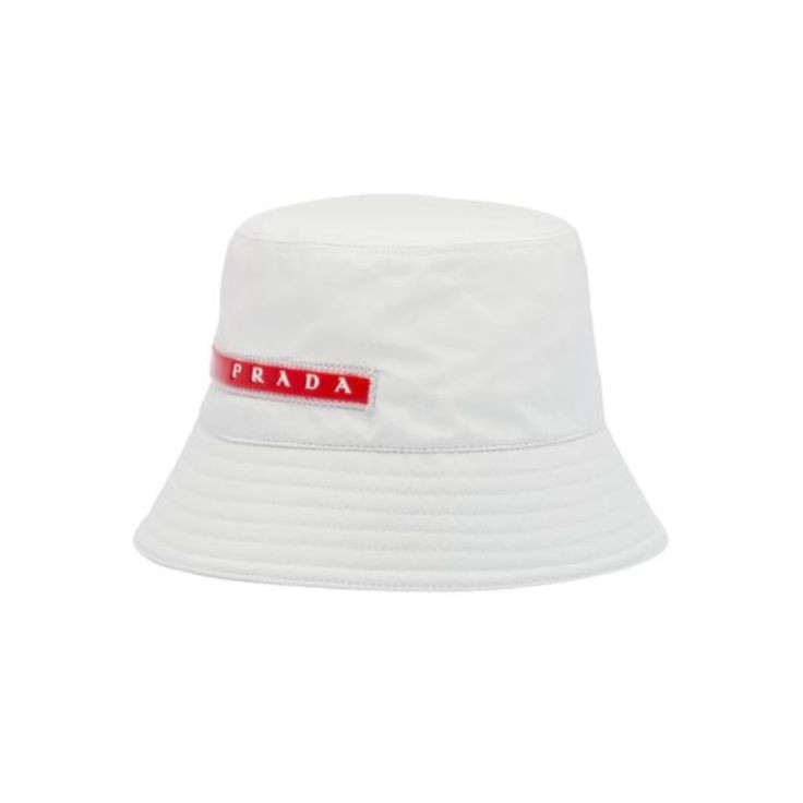 1EU0331-004 PRADA Linea Rossa-Logo Bucket Hat White