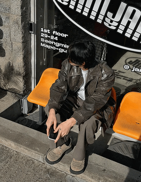 Winkle Crack裂紋皮夾克