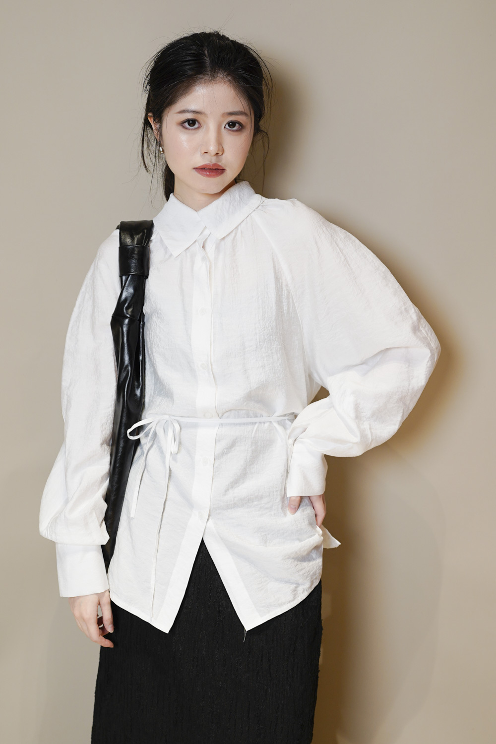 2 sided long Flip blouse (WHITE)