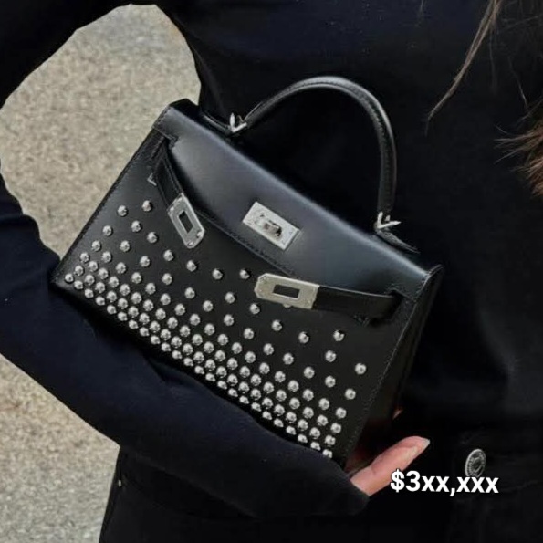 Hermès Mini Kelly II Box Leather Black PHW “Cloute stud