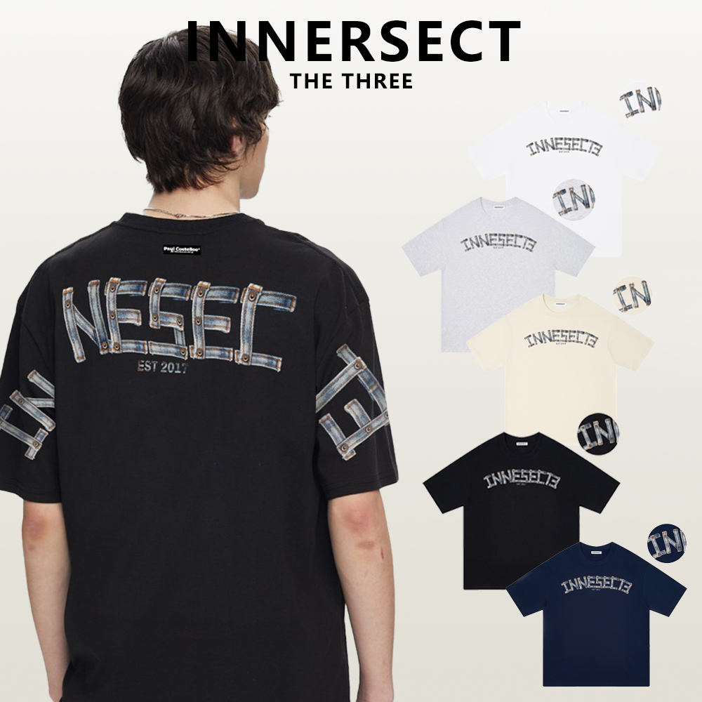 陳冠希 Clot INNERSECT 三生萬物 牛仔布拼接 logo 鉚釘 重磅 寬鬆 圓領 短袖上衣 短te