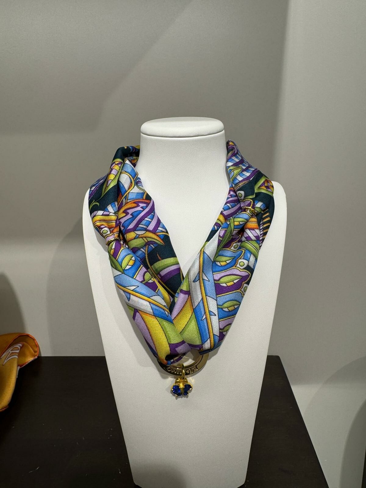 Massimo Ravinale Boteh Petrol Silk Necklace