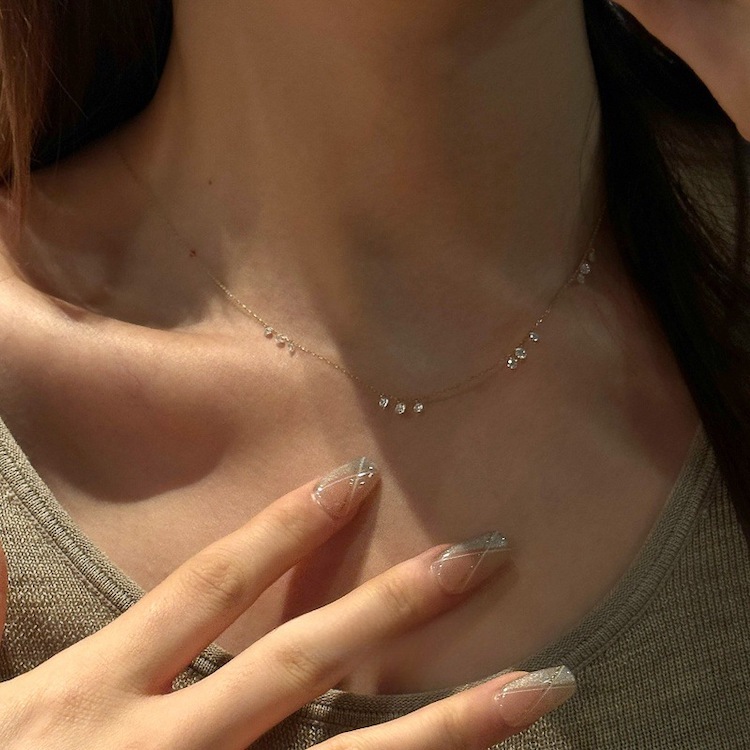 S925純銀｜閃閃水金閃鑽項鍊｜NE0715