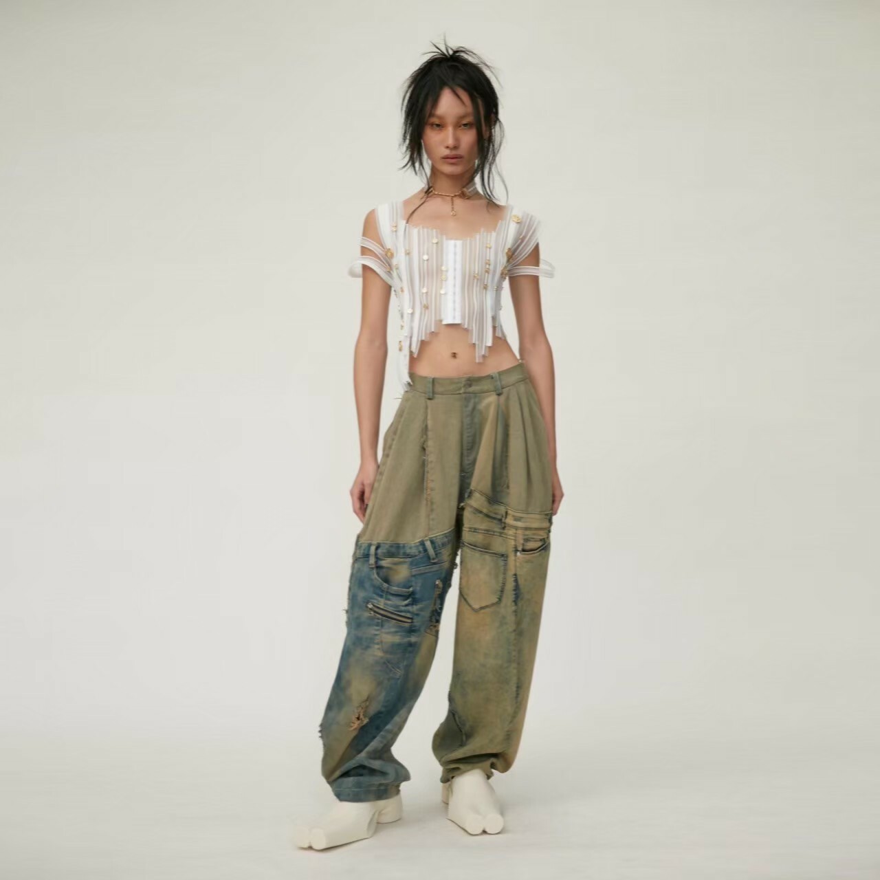 錯位拉鍊背心洋裝