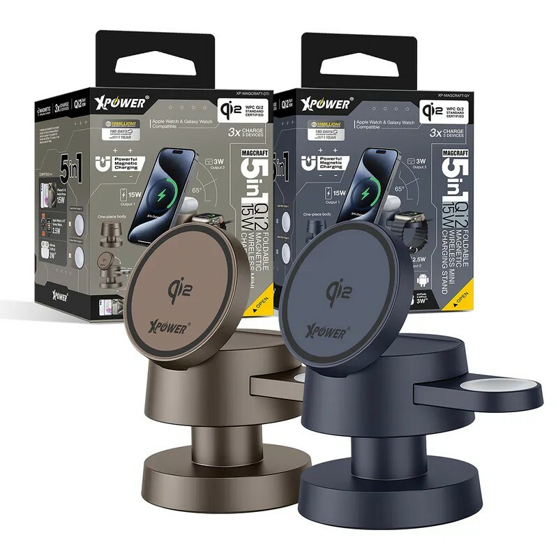 XPower - MAGCRAFT 5合1 Qi2 15W MagCharge磁吸無線充電座