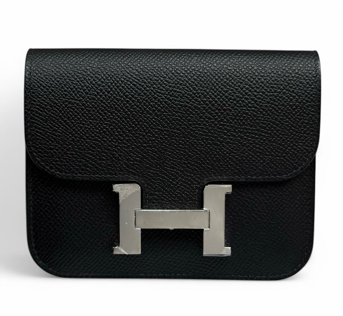 (二手新淨) HERMES CONSTANCE SLIM COMPACT黑銀！！