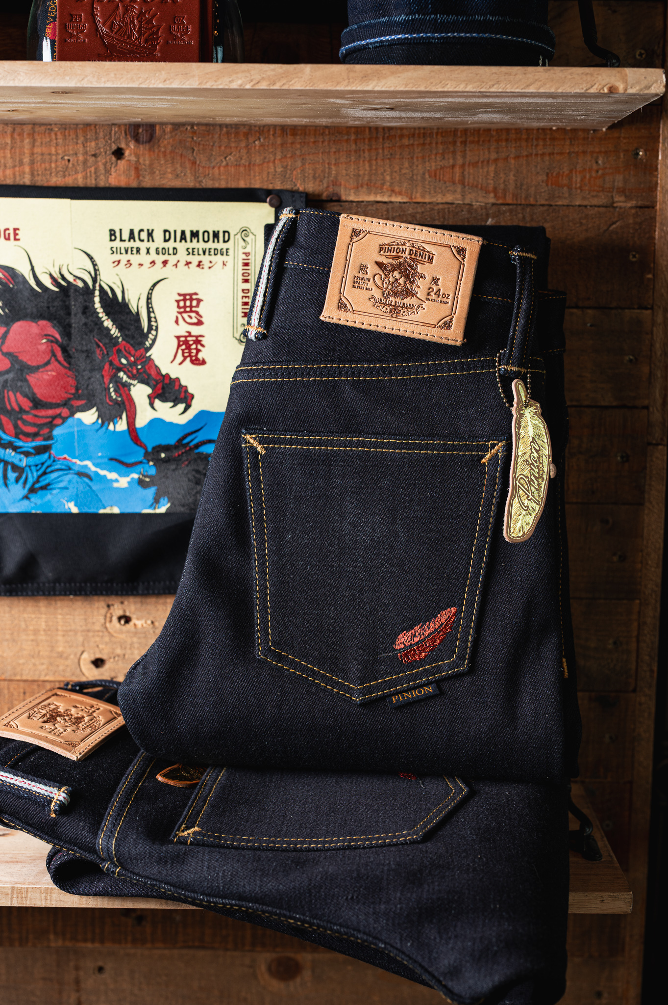 Pinion Denim 24oz BY Okayama Denim รุ่นอสูร INDIGO X