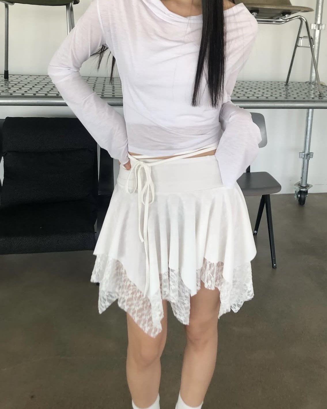 KR lace core skirt (ivory)