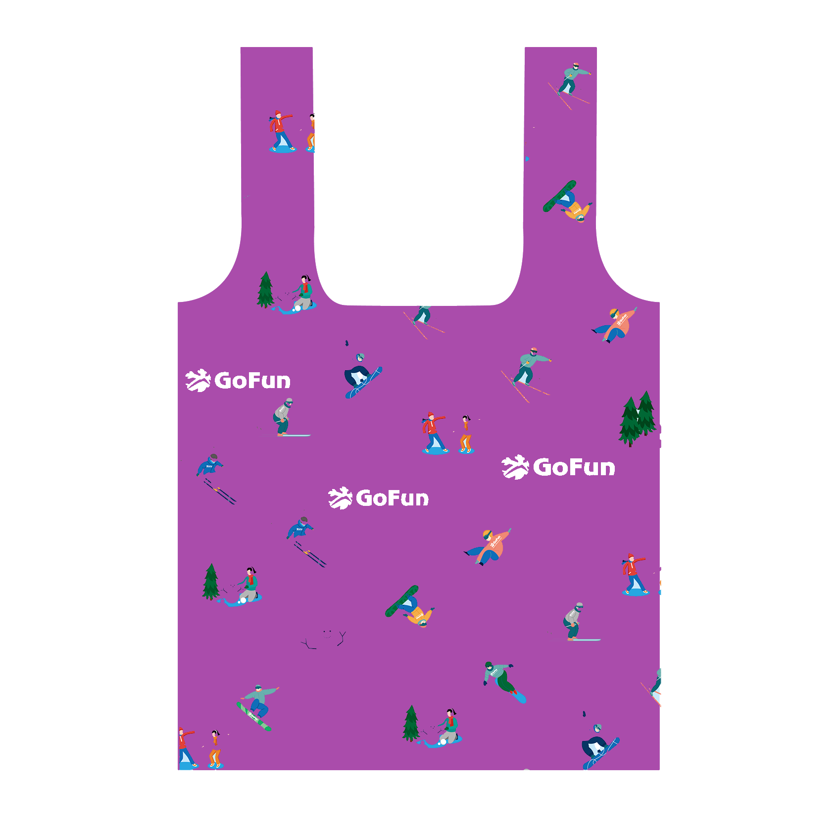 【GOFUN】環保購物袋(小)_雪人環保收納袋（紫）