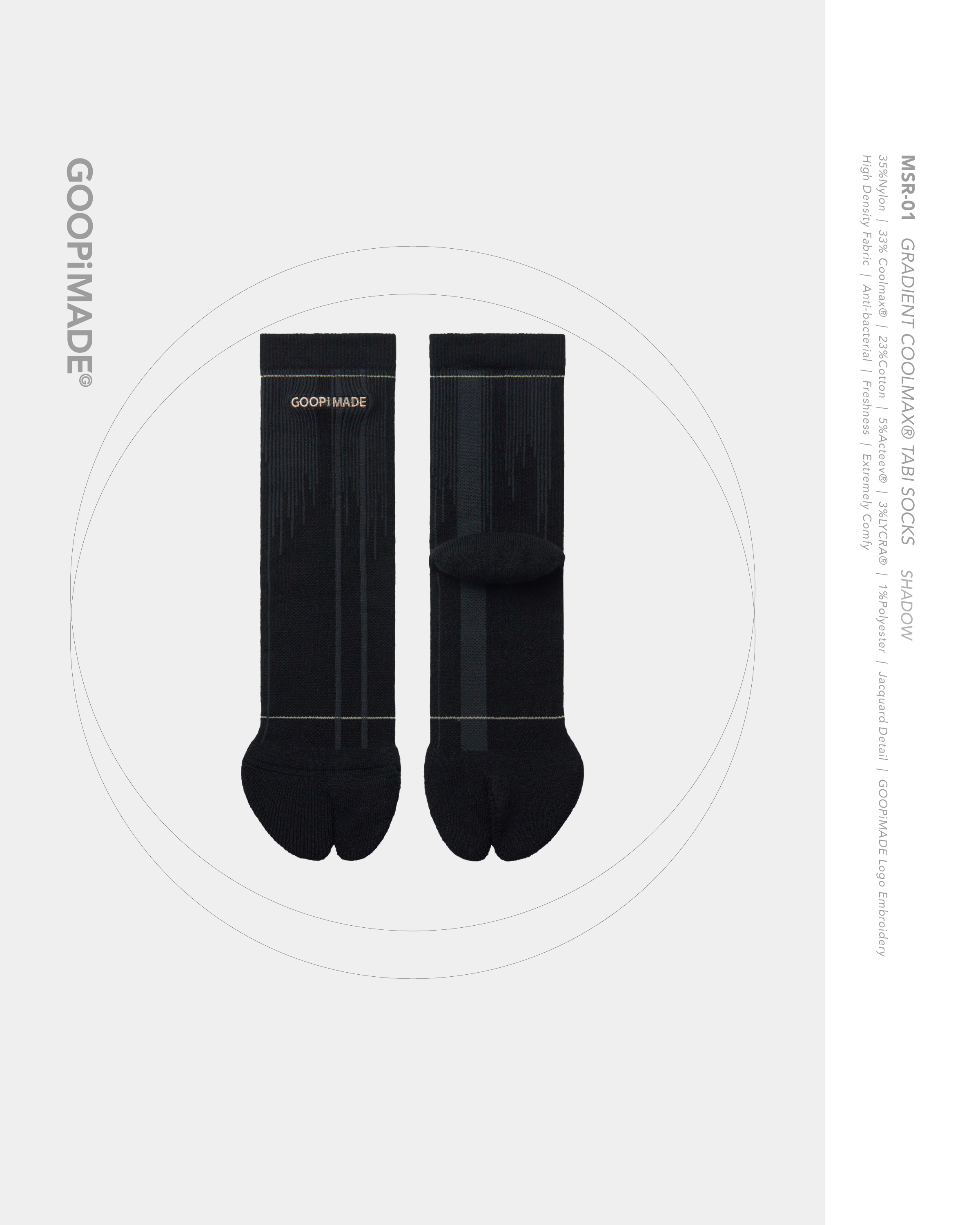 HABIT "MSR-01" Gradient COOLMAX® Tabi Socks - Shadow