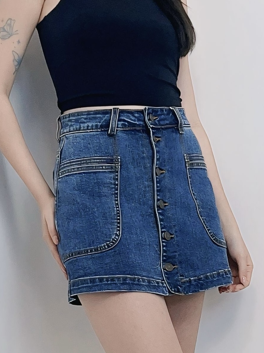Buttons Denim Skort [#38574]