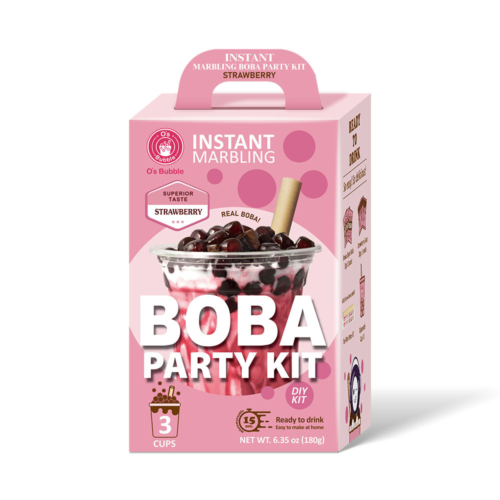 Instant Marbling Boba Party Kit– Strawberry (3 Serving)