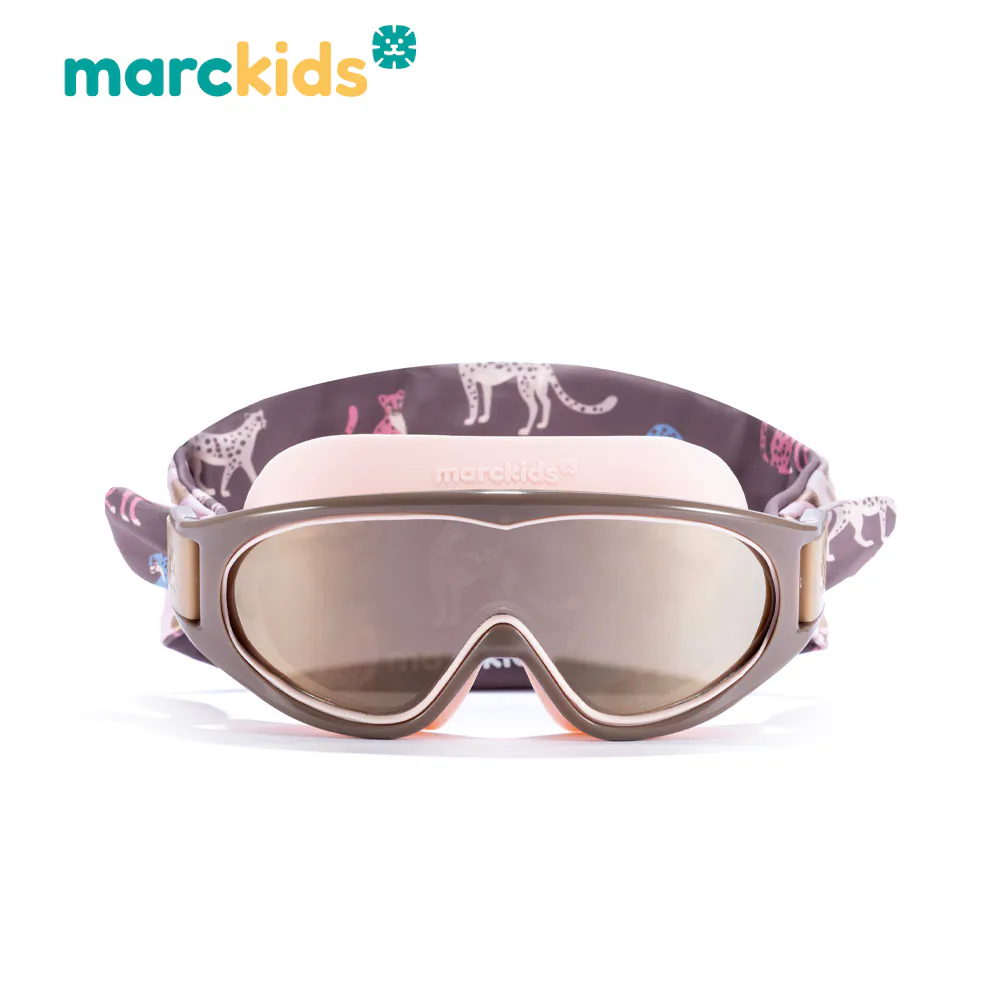 Marcus&Marcus-Marckids 兒童頭帶式造型大框泳鏡 - 亮彩花豹