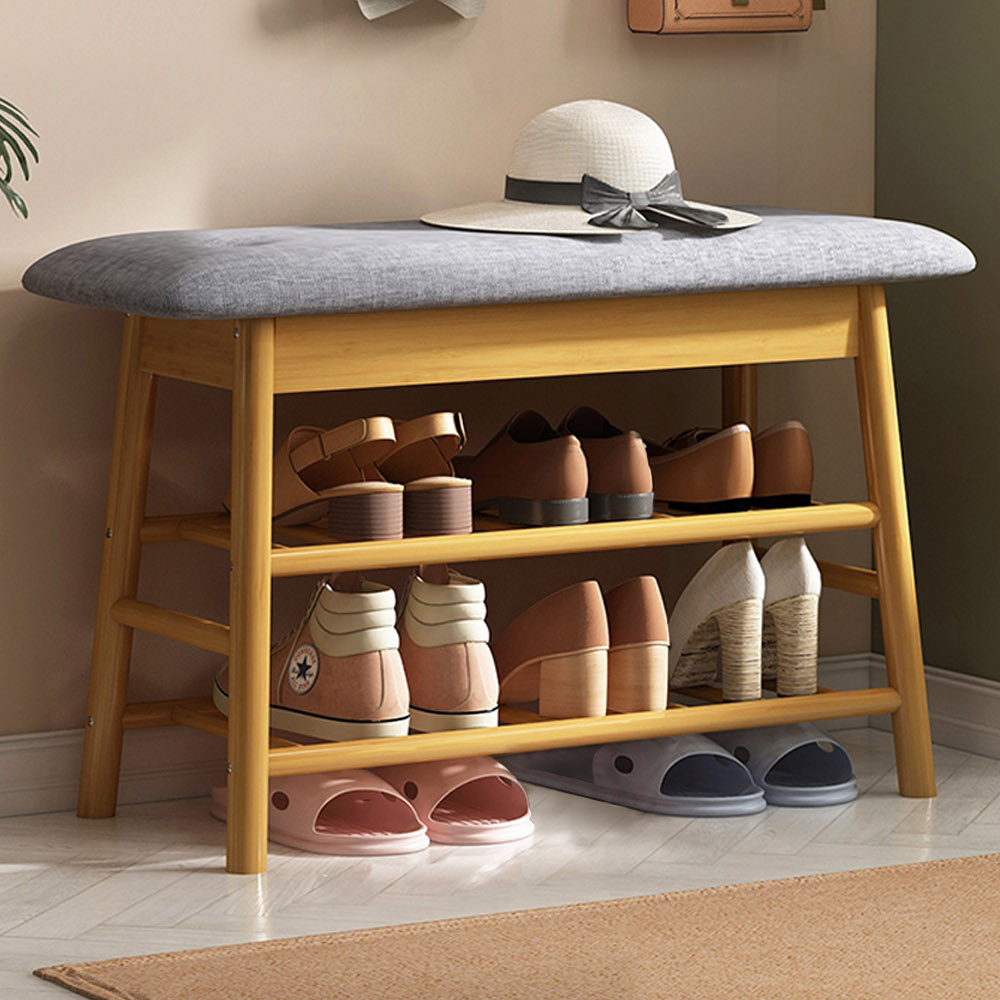 【AOTTO】70公分楠竹掀蓋可坐式穿鞋椅(HA-013)