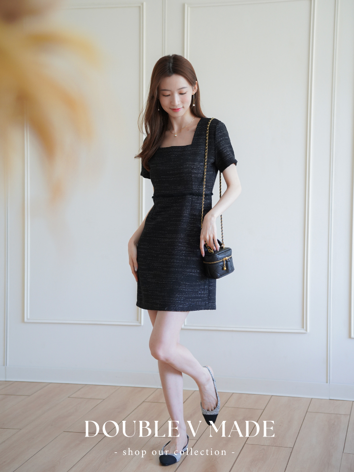 [DV MADE] Victoria Tweed Dress - Black [有短版&加長版]
