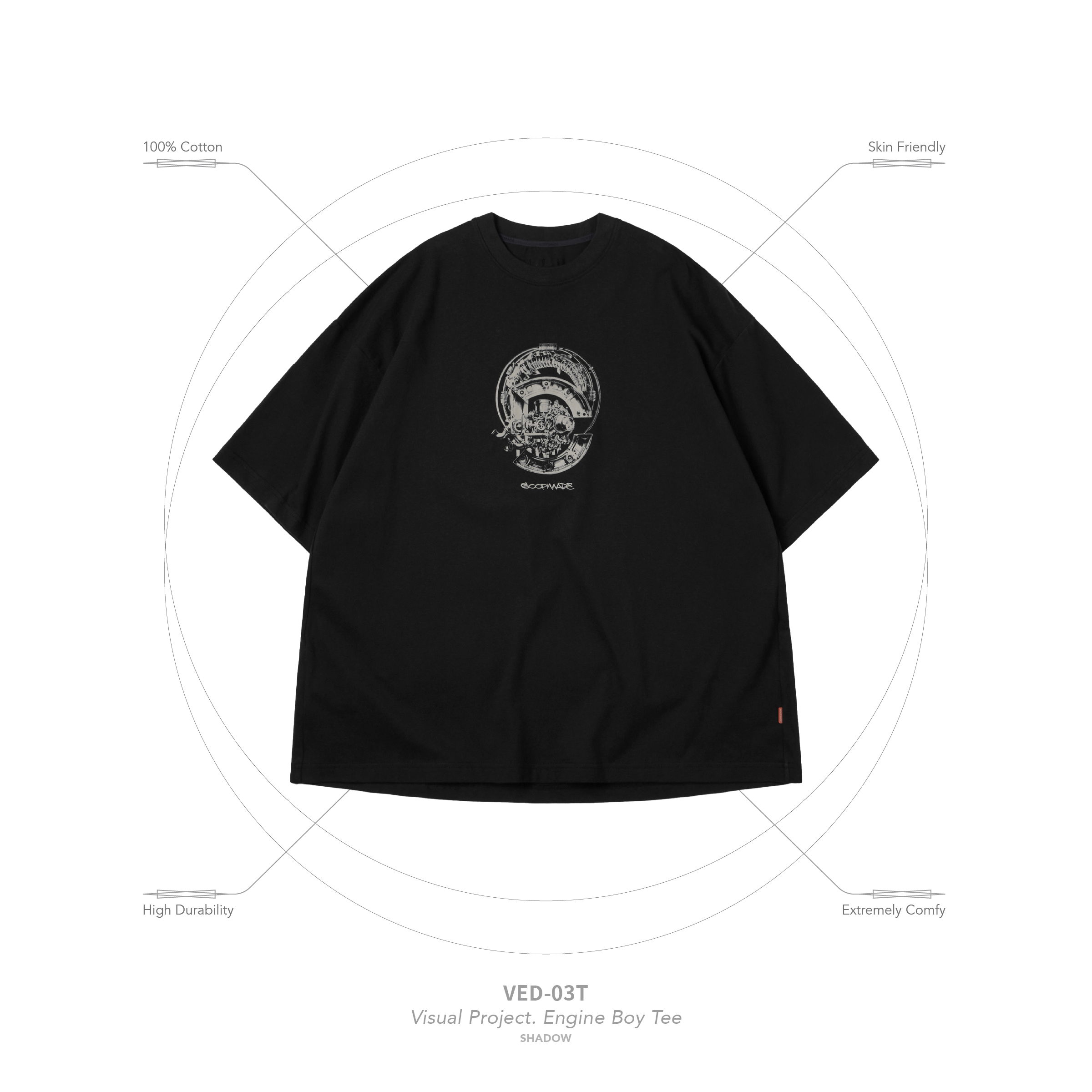 “VED-03T” Visual Project. Engine Boy Tee - Shadow