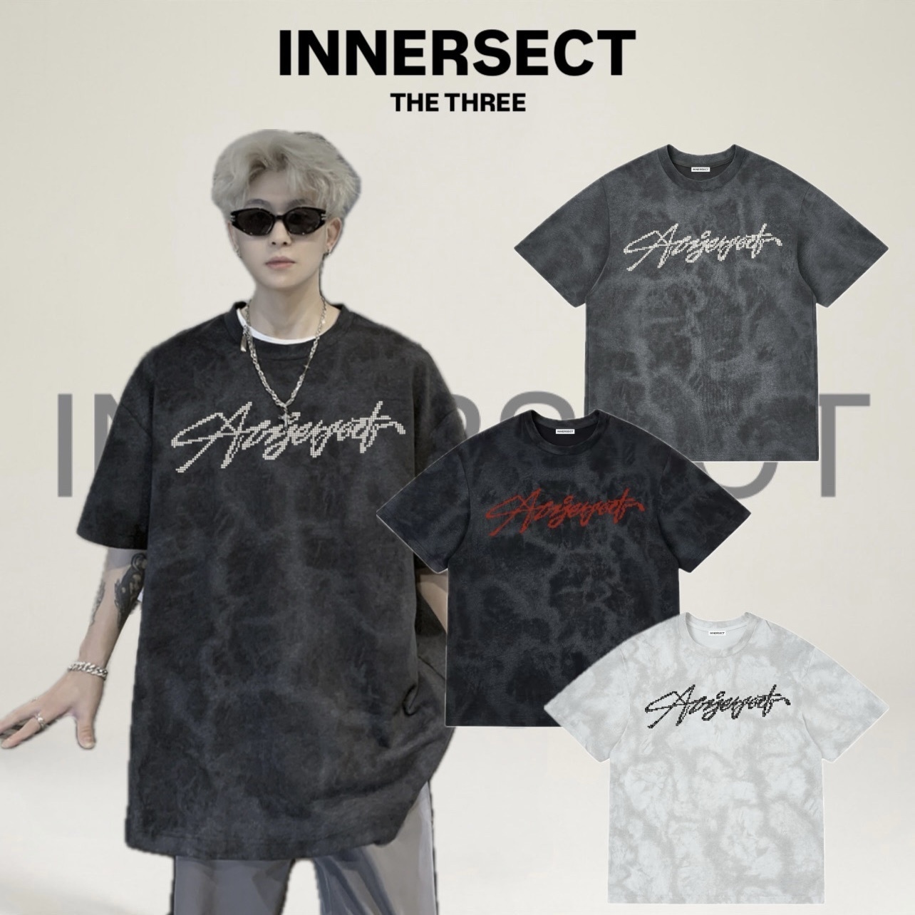 陳冠希 Clot INNERSECT 三生萬物 FOG ESSENTIAL 渲染像素顆粒草寫 短袖上衣 男女同