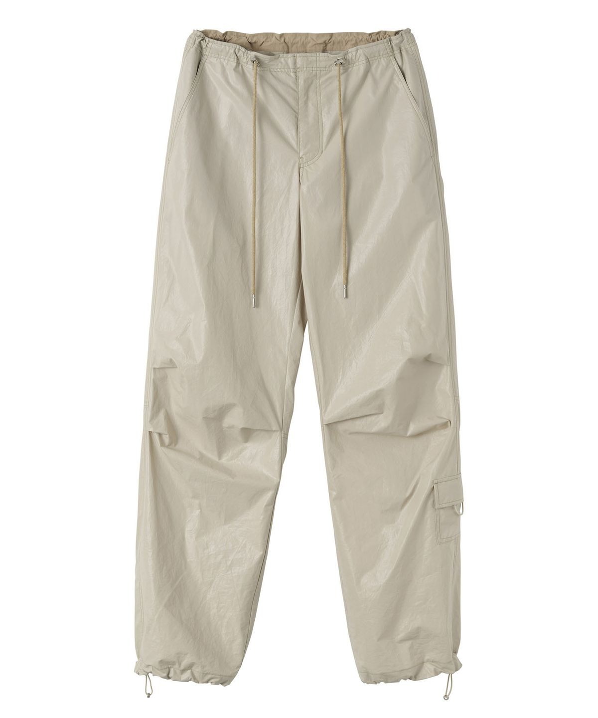 (SCULPTOR) Glossy Parachute Pants Beige