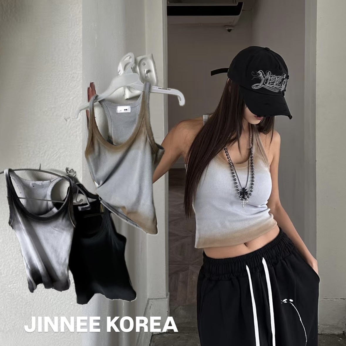 JINNEE 🇰🇷韓國 刷色破壞小背心 美背 小可愛 肩帶 內搭 夏日 JEK004