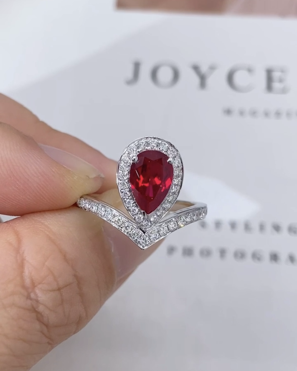 Lab grown ruby ring